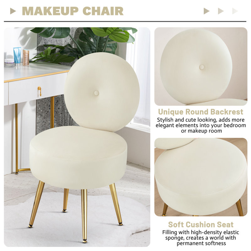 Mercer41 Noehly Upholstered Velvet Accent Stool Vanity Chair Reviews Wayfair